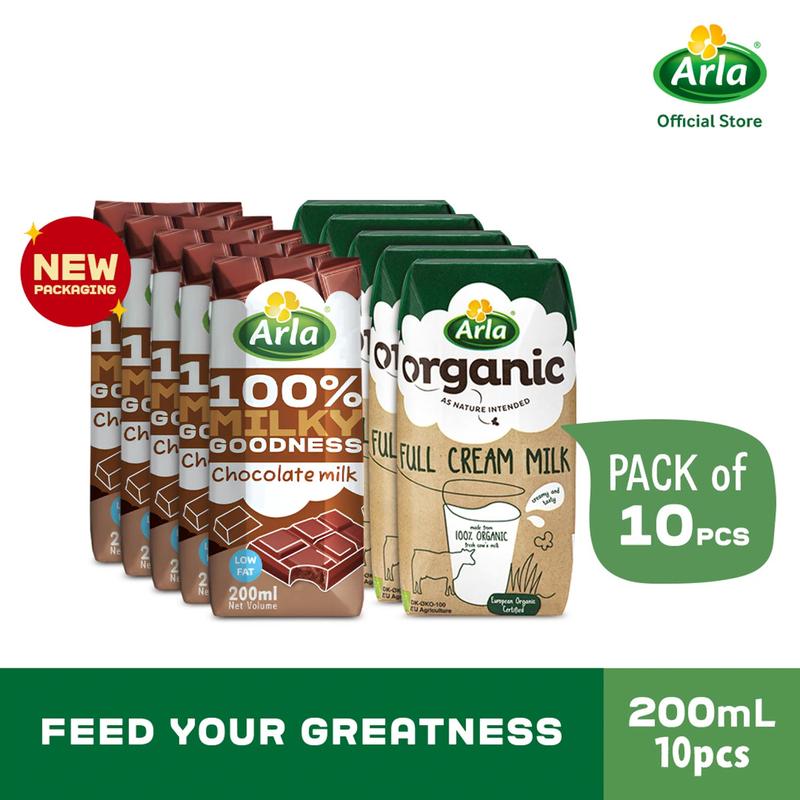 Arla Organic Full Cream and Chocolate Milk 200ml 10-Pack - TikTok Shop ...