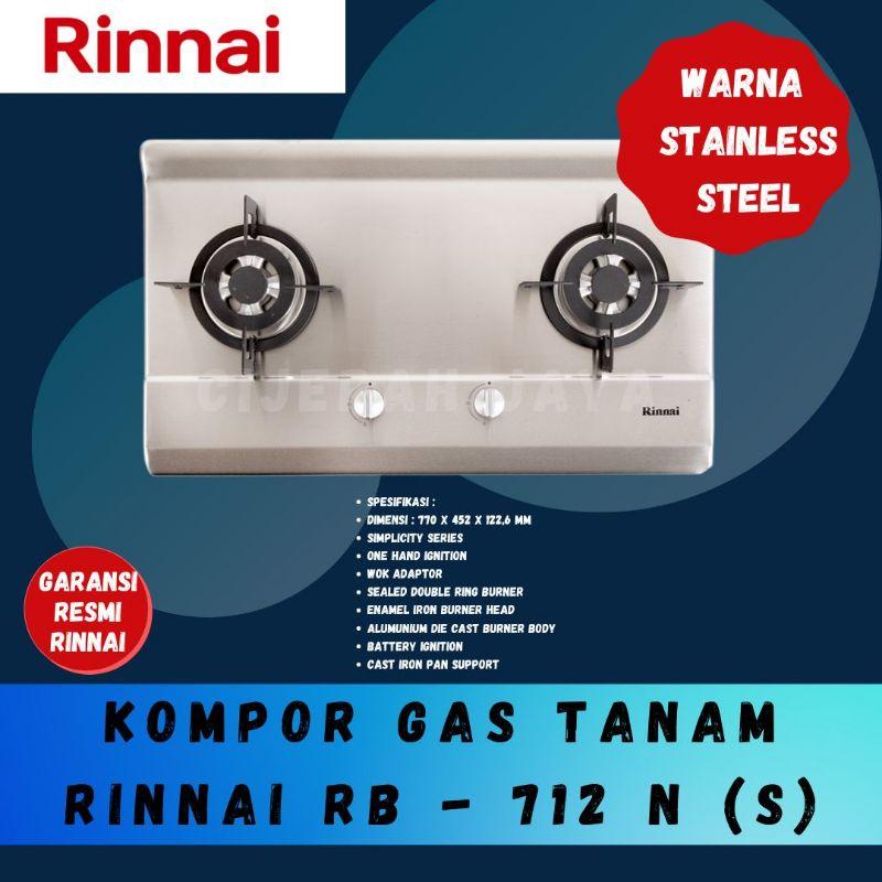 KOMPOR TANAM GAS RINNAI 2 TUNGKU STAINLESS RB 712NS RB712NS RB 712 NS ...