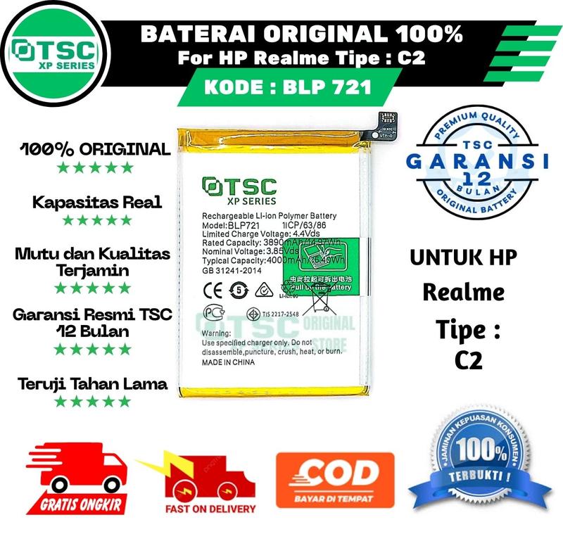 TSC-Baterai Original 100% BLP721 untuk REALME C2 - Battery, Batre ...