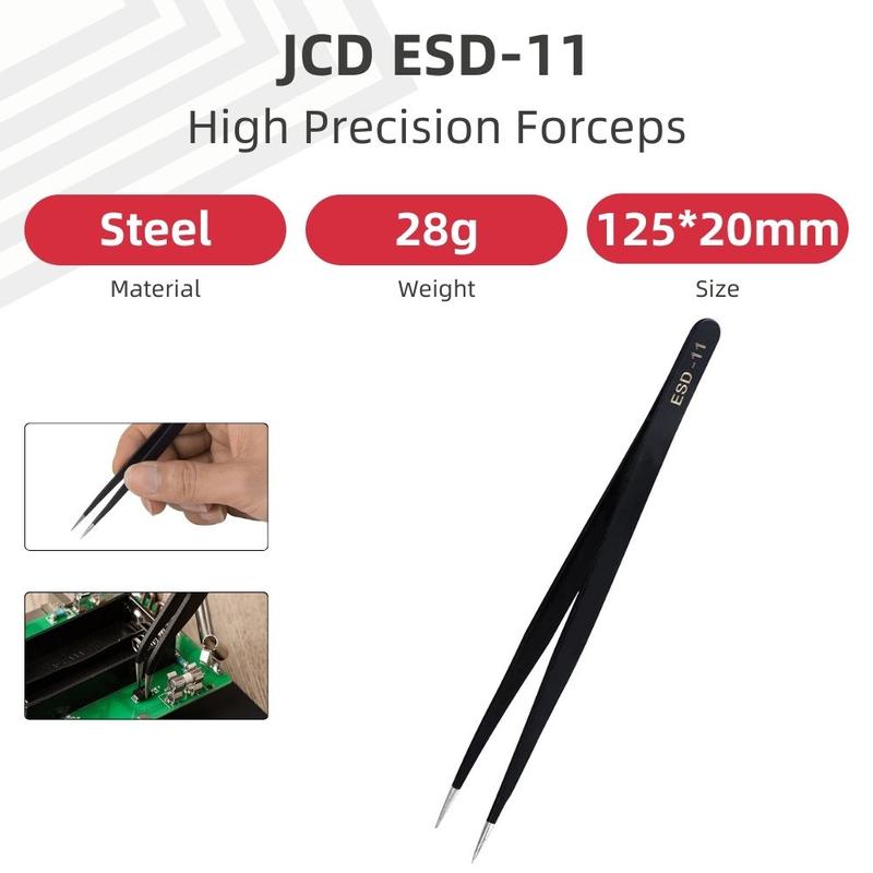 JCD Anti-static Carbon Electronic Tweezers ESD-11 Plastic Forceps ...