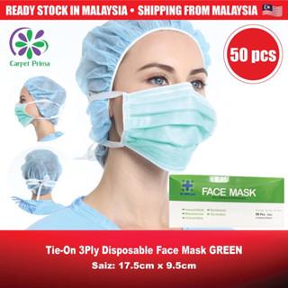 MASKER MUKA 3 LAYER HIJAU/ BIRU-TIE-ON - TikTok Shop Malaysia