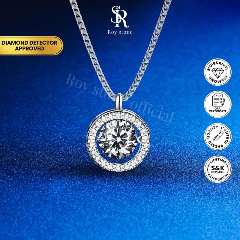 RoyStone - Kalung Luna Necklace Wanita Perhiasan Moissanite Sertifikat ...