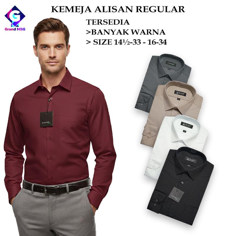 ALISAN Kemeja Pria Regular Lengan Panjang Original Polos Baju Atasan ...