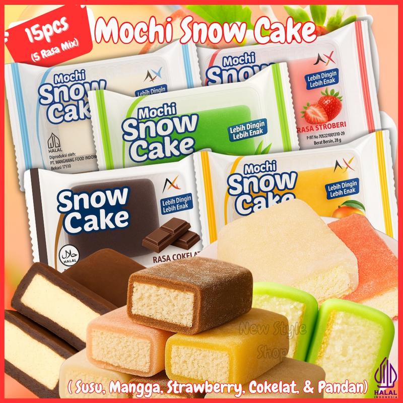 [COD] 14 Gratis 1 Mochi snow Cake 5 Rasa Mix 15pcs Kue Mochi Nagasaki Campuran Rasa Cokelat ...