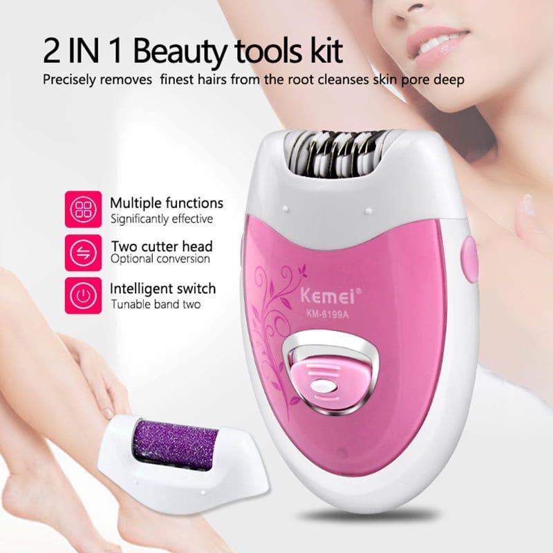 Kemei KM - 6199A Dual Heads Electric Epilator Hair Remover 2 - Shop ...