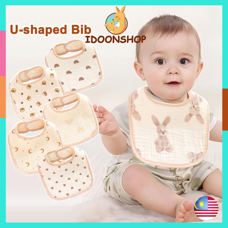 IDOON 6 layers U-Shape Baby Bibs Handkerchief Bib Bayi Kids Cotton ...