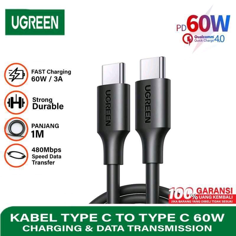 UGREEN KABEL DATA TYPE-C TO TYPE-C 60W - GARANSI RESMI - Shop | Tokopedia