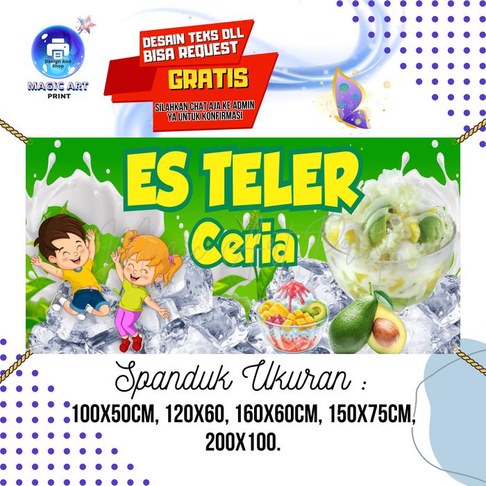 Promo SPANDUK BANNER Jualan Es Teler Segar Ceria Hijau MMT Spanduk ...