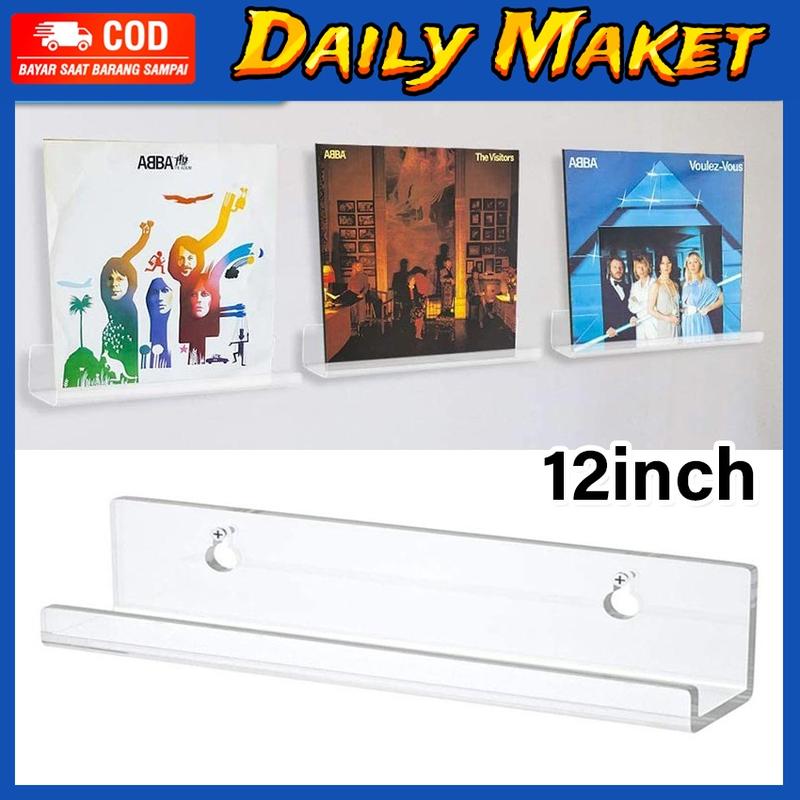 Rak Dinding Akrilik Tempel Ambalan Bening Minimalis Buku Kosmetik CD ...