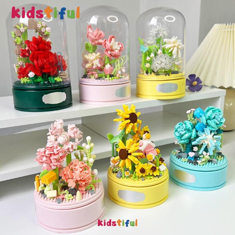 Music Box Flowers Set Building Blocks Toys Beautiful White jasmine ...