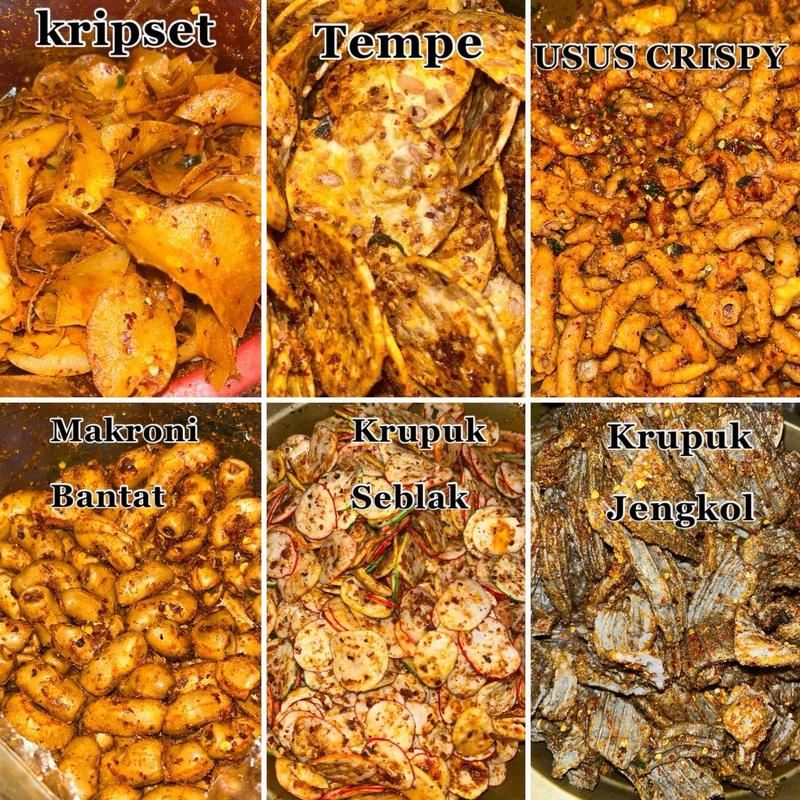 Cemilan macam macam krepek basreng/usus/makoni/seblak Food Snacks ...