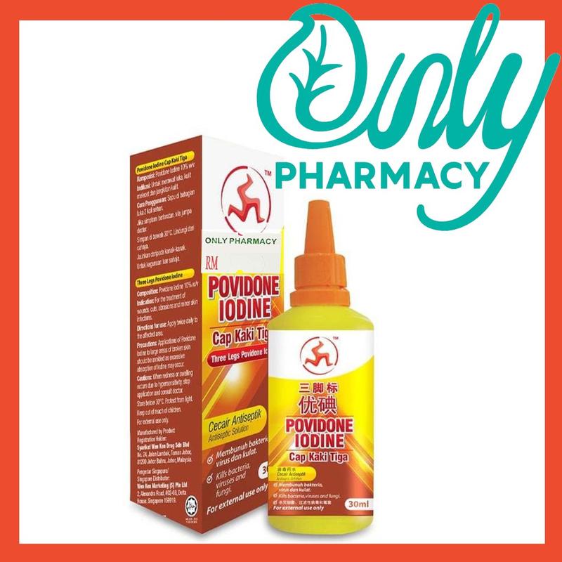 Three Legs Povidone Iodine 30ml Cap Tiga Kaki Antiseptik Solution ...