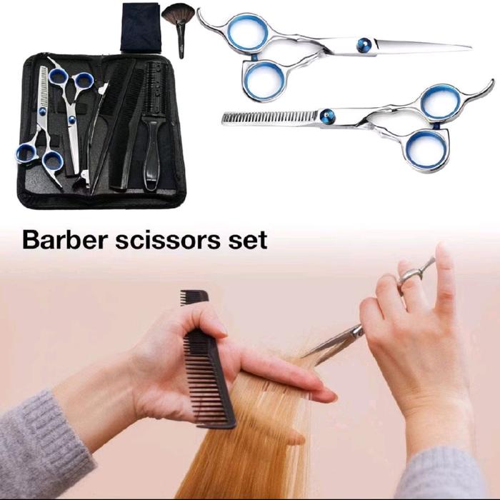 Jual Set Gunting Potong Rambut LENGKAP dengan Sisir Kep Kuas Jepit ...