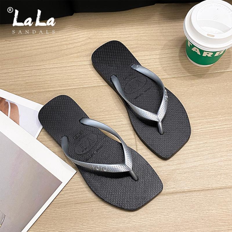 LALA 2024 new black flip-flops women's clip sandals women's summer ...