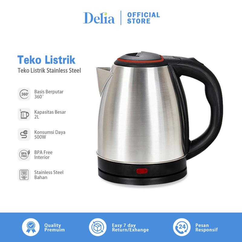 Teko Listrik 2L Stainless Steel Pemanas Air Electric Kettle Besar ...