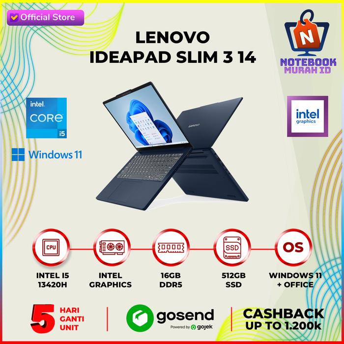 Promo Lenovo Ideapad Slim 3 14 I5 13420H 16GB 512GB Win11+Office 14.0 ...
