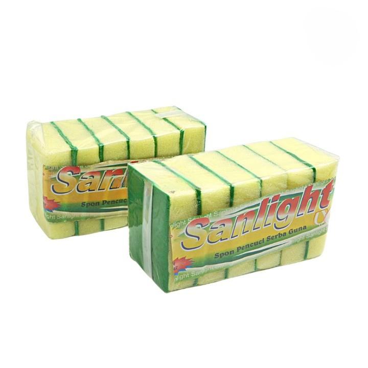 [PROMO ISI 5 PCS] Sanlight Spons Busa Cuci Piring 2 Sisi Halus Kasar ...