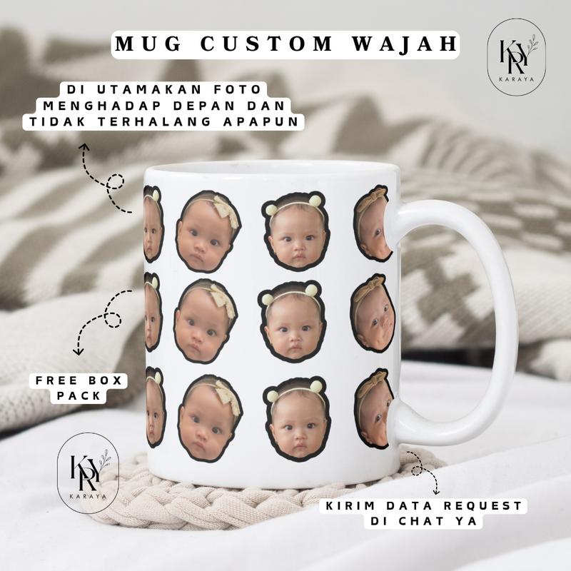 Gift Mug Custom Foto Wajah Lucu Kado Ulang Tahun Pernikahan Wisuda ...