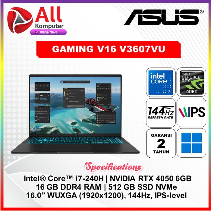 Promo ASUS Gaming V16 V3607VU i7-240H RTX4050 6GB 16GB 512GB W11+OHS ...