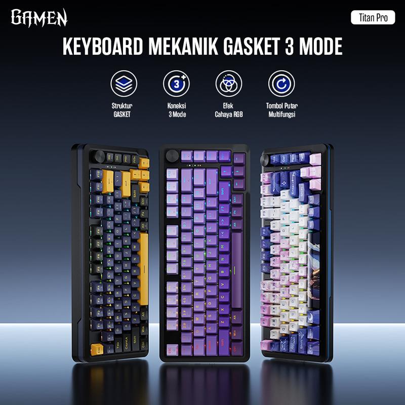 GAMEN Titan Pro New Series Keyboard Mekanik 3 Mode Koneksi Baterai ...