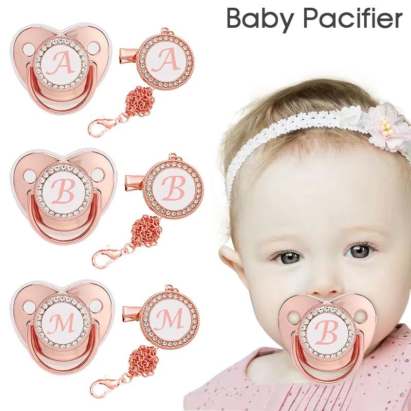 Rose Gold 26 Letter Pacifier Orthodontic Pacifier Baby Emotional ...