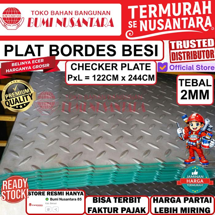 Jual PLAT BORDES 2MM 4'x8' 122x244CM STEEL CHECKER PLATE SS400 PLAT ...