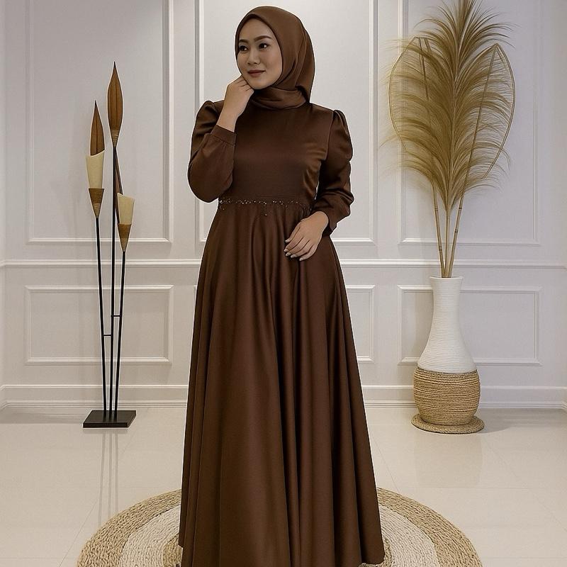 BRINA DRESS MAXI KONDANGAN GAUN PESTA ATASAN WANITA BRIDESMAID SATIN ...