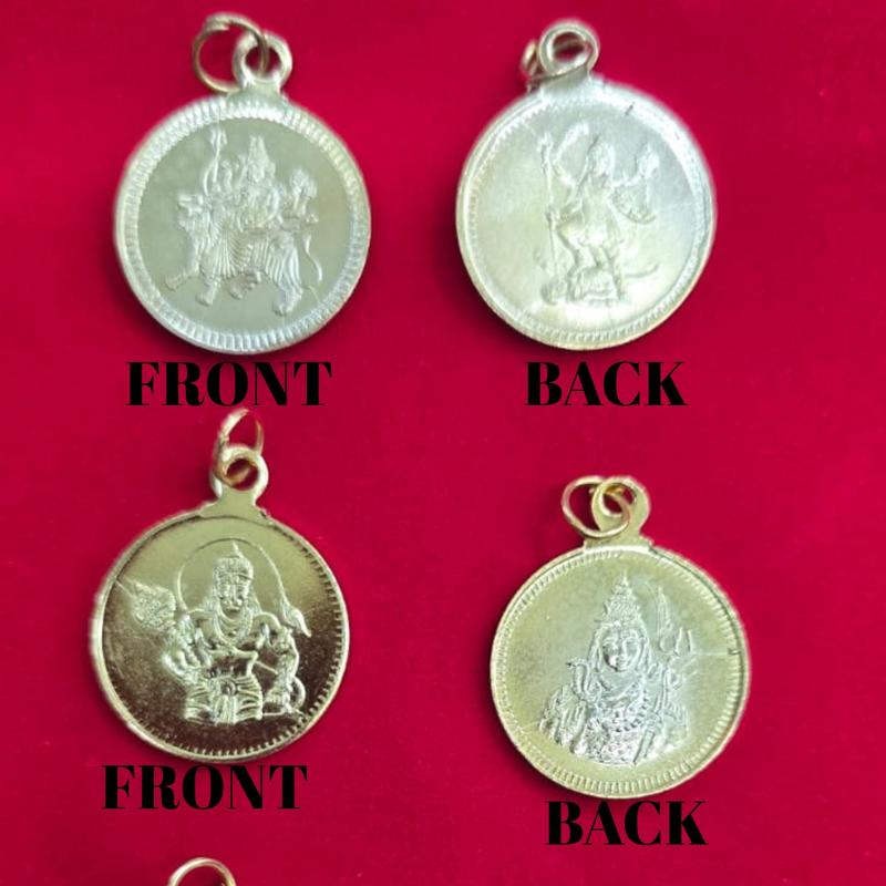 (KALI+DURGA/BABA+AUM/HANUMAN+SHIVA) BOTH SIDE SAMY DOLLAR IN GOLD ...
