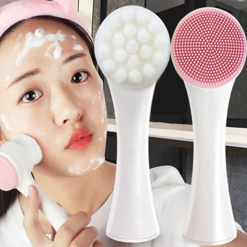 3D Double Side Face Washing Brush for Home Based Manual Face Clean and ...