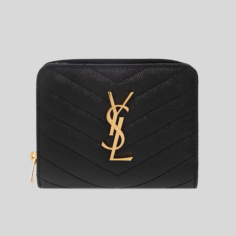 SAINT LAURENT YSL Cassandre Matelasse Compact Zip Around Wallet ...