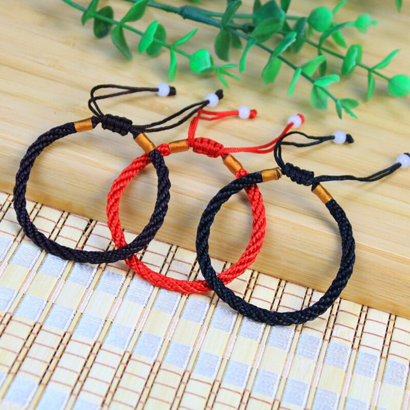 Handmade Lucky Rope Bracelets Bangles Black & Red Thread Adjustable - TikTok Shop Singapore