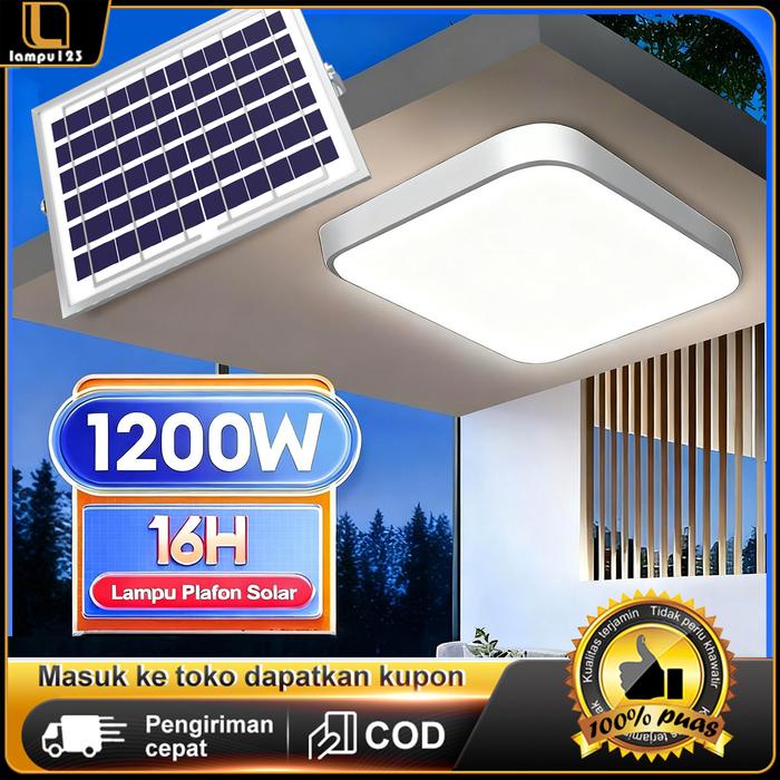 Promo Lampu Plafon Tenaga Surya 1200W Lengkap, Otomatis Nyala/Mati ...