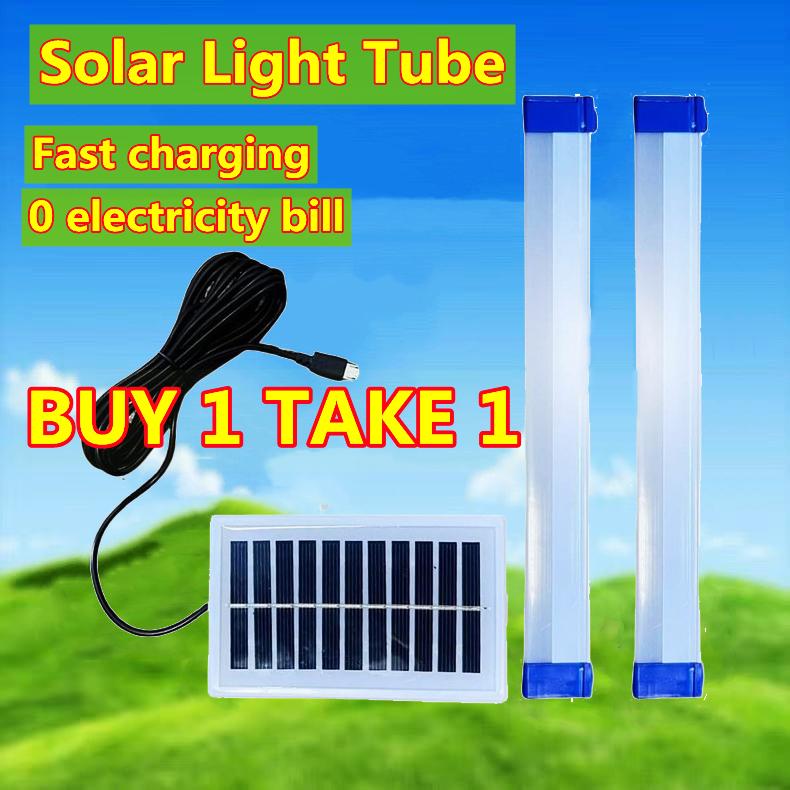 [BUY 1 TAKE 1] Solar Light Tube Emergency Lamp with Panel Rechargeable ...