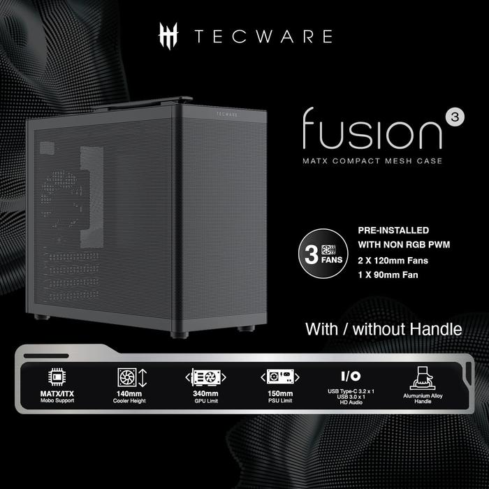 Promo NEW Tecware Fusion 3 Airflow Mesh M-ATX SFF Case Casing PC + 3 ...