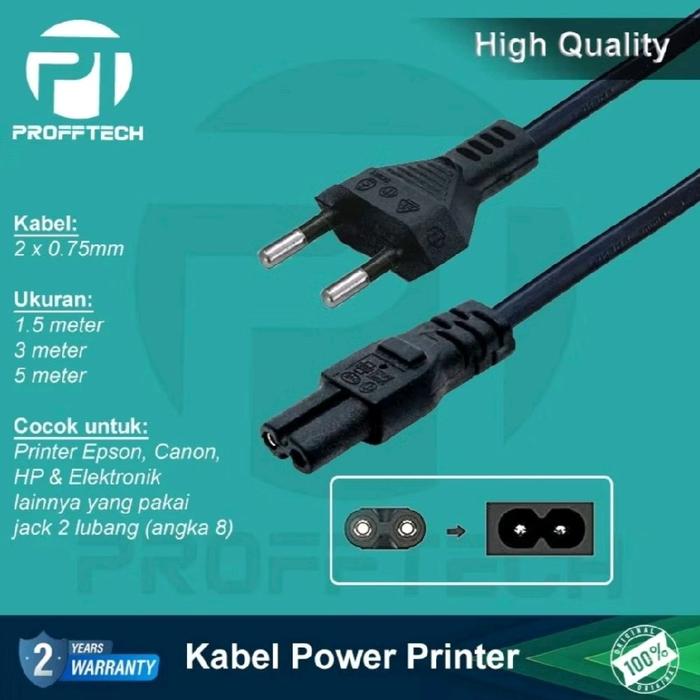 Jual PROFFTECH Kabel Power Printer Prong Angka 8 C7 High Quality untuk ...