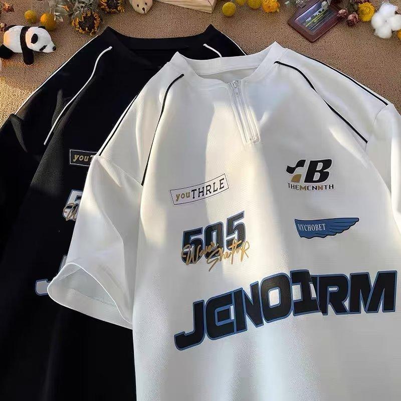 Kemeja-T Zip Motosikal, Fesyen Korea, Bersaiz Besar, Untuk Lelaki ...