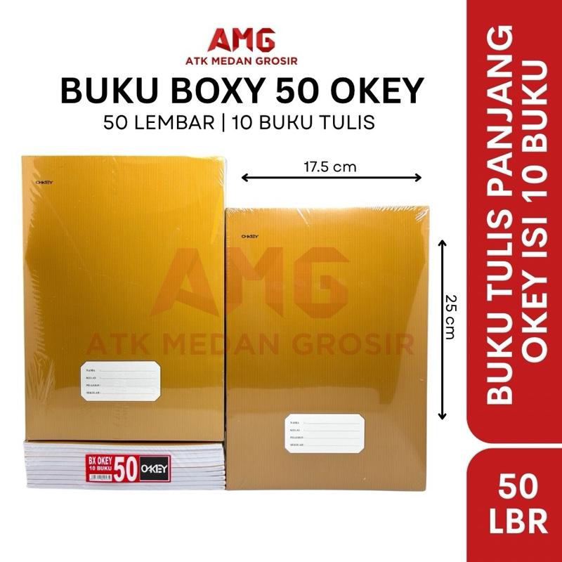 BUKU TULIS PANJANG BOXY OKEY 50 LEMBAR ISI 10 BUKU - Shop | Tokopedia