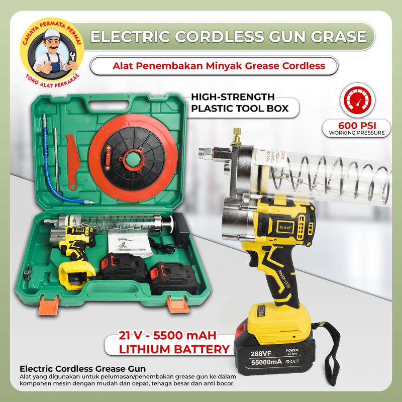 Alat Grease Semprot Listrik Electric Spray Gun 600CC 21 Volt - Shop ...