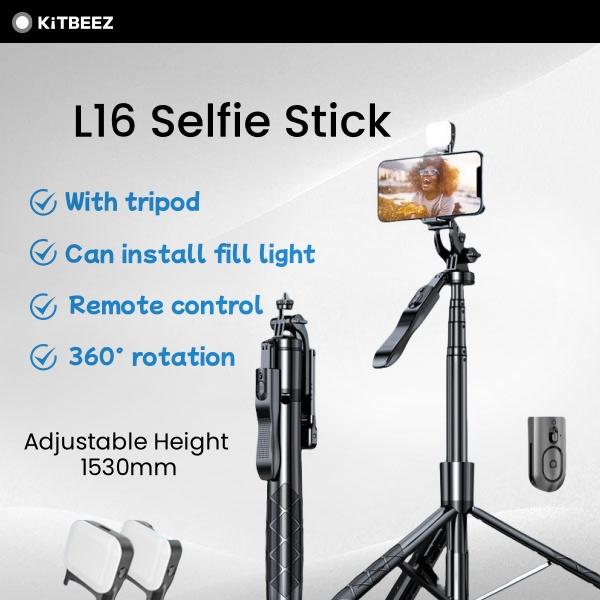 KiTBEEZ-L16 1530mm Wireless Selfie Stick Tripod 3 IN 1 Foldable ...