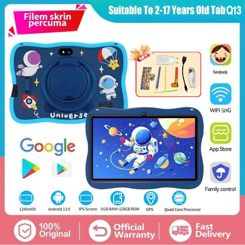 Tablet Kanak-kanak, 7 Inci, dengan Android 13.0, 8G RAM dan 128GB ...