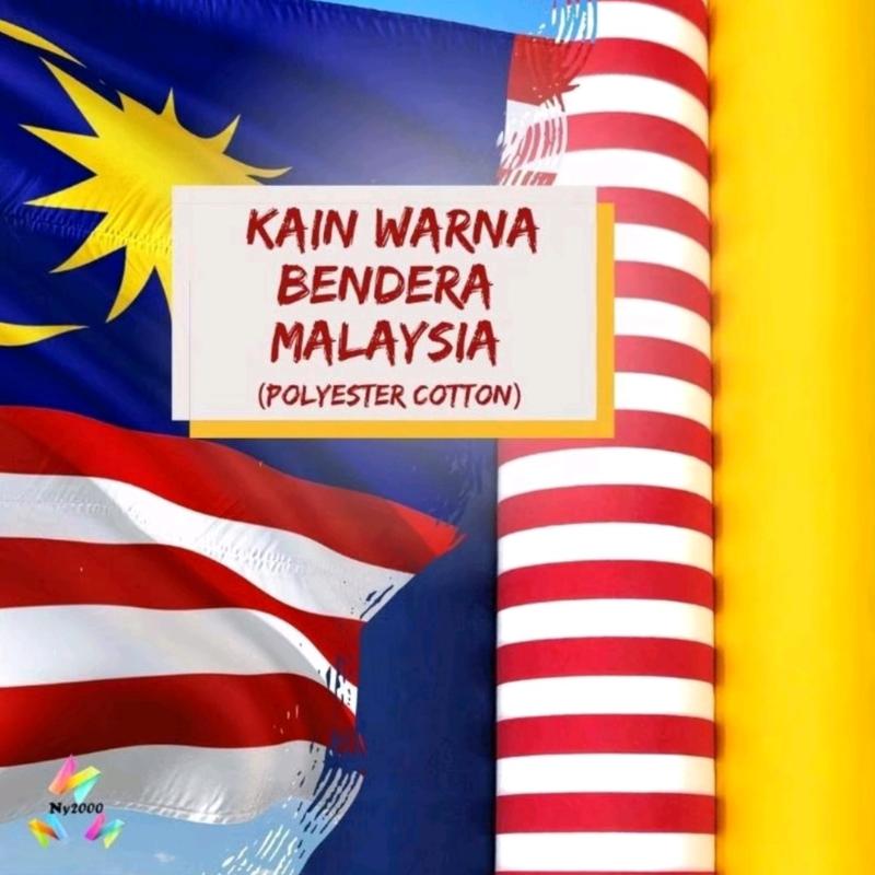 Kain Polyester) Kain Warna Plain & Jalur Merah Bendera Malaysia ...
