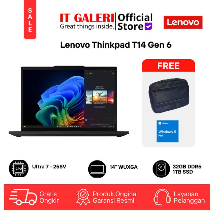 Promo Lenovo ThinkPad T14 Gen 6 | 21QG007CID | Intel Core Ultra 7-258V ...