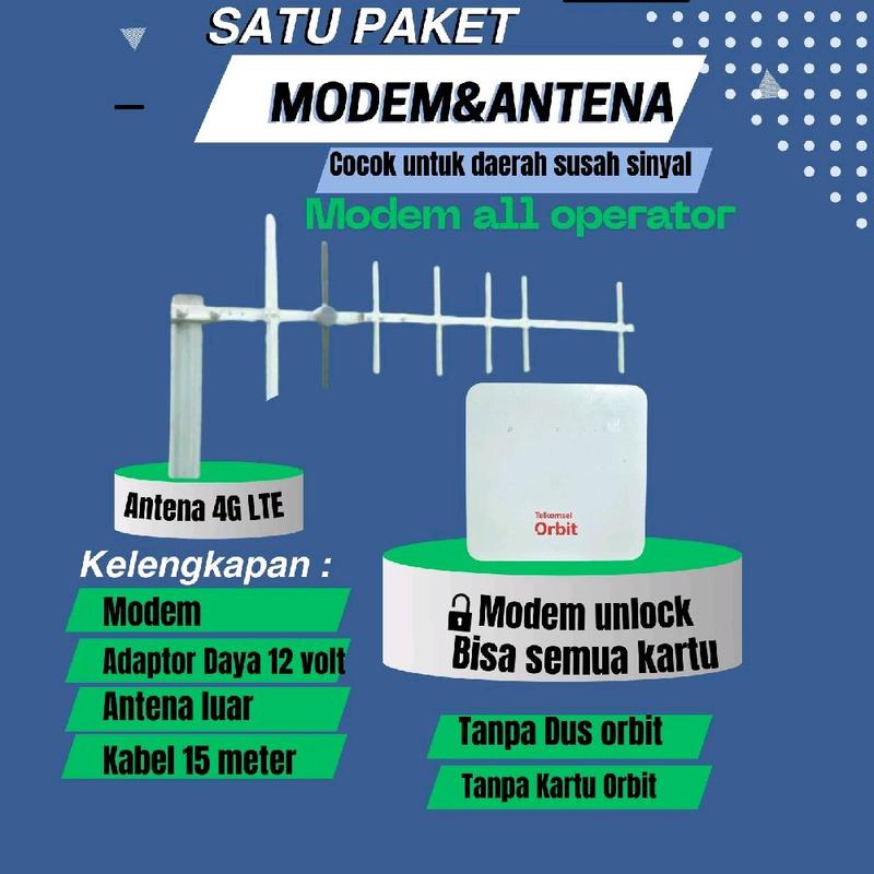 Modem Orbit Unlock Bisa Semua Kartu dengan Antena 4G LTE dan Kabel 15 ...