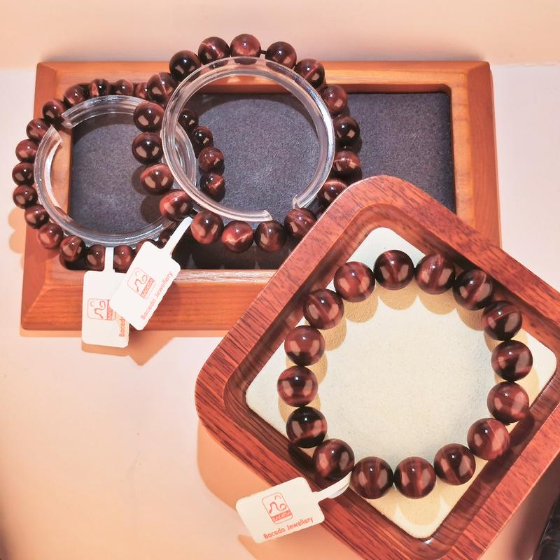 Red Tiger eyes Chatnoyancy ±12.5mm Round Beaded Bracelet - TikTok Shop Singapore