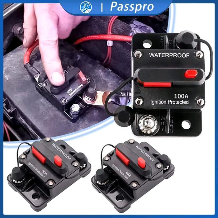 Jual Circuit Breaker Fuse Reset DC 12 - 48V Waterproof - 80A - Kota ...