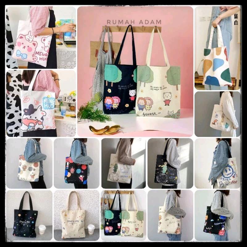 TOTE BAG LUCU-ART PRINTING PLANET-FULL COLLOR Totebag Wanita Kanvas - Shop | Tokopedia