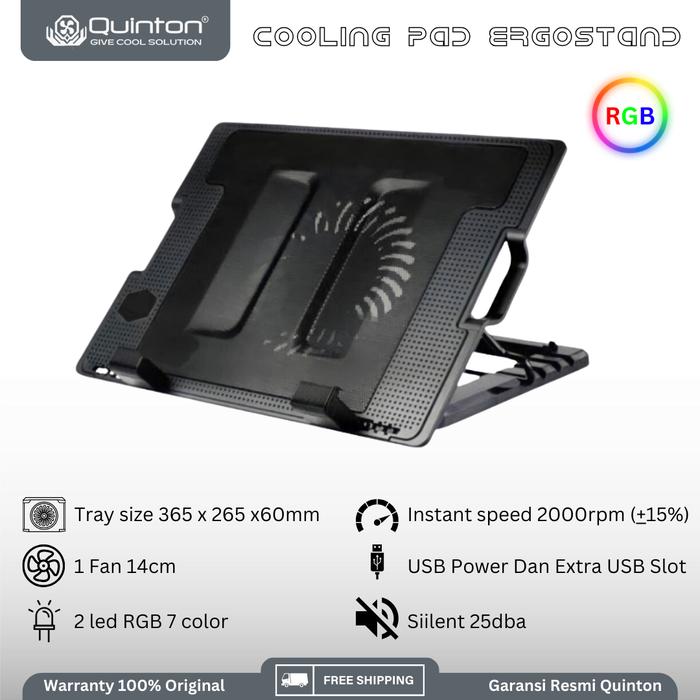 Promo QUINTON ERGOSTAND Cooling Pad Kipas Laptop Pendingin Laptop1 Fan ...
