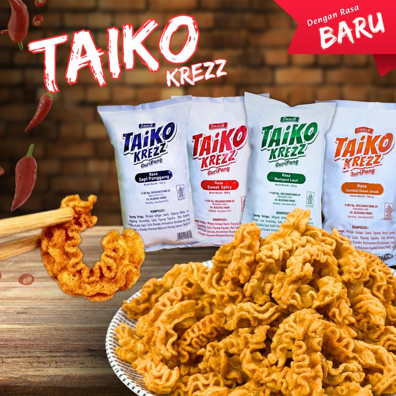 (HALAL) taiko krezz RASA BARU/Camilan ikan cumi kembang/Camilan murah ...