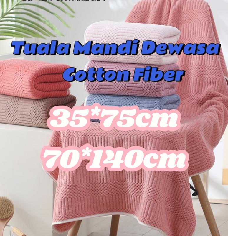 Set Tuala dan Selendang, Rekaan Berjalur Lebar, Diperbuat daripada ...