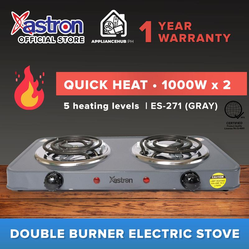 Astron ES-271 Double Burner Portable Electric Stove (Gray) (1000W ...